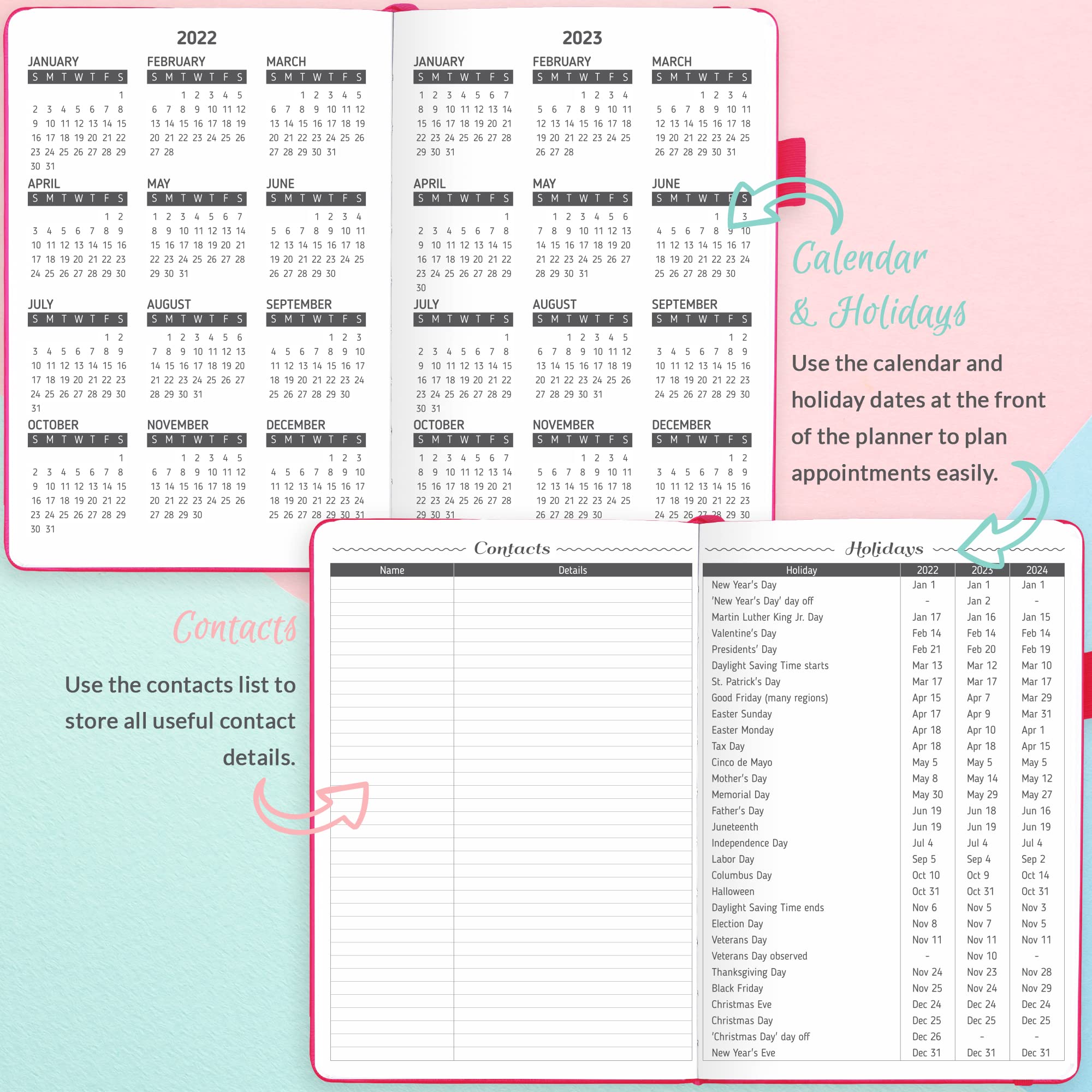 GoGirl Salon Appointment Book – Reservation Book for Beauty Salons, Spas, Hair Stylists, Estheticians – Appt Booking Planner, 7x10″ (Hot Pink)