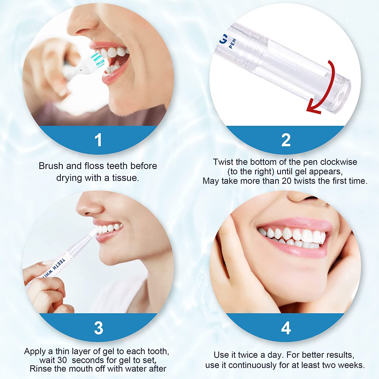Teeth Whitening Pen, Instant Teeth Whitener, Effective Teeth Whitening Gel, Painless for Tooth Whitening, Perfect Sensitive Teeth Whitening Product, Travel Friendly, Natural Mint Ingredient- 2Pcs