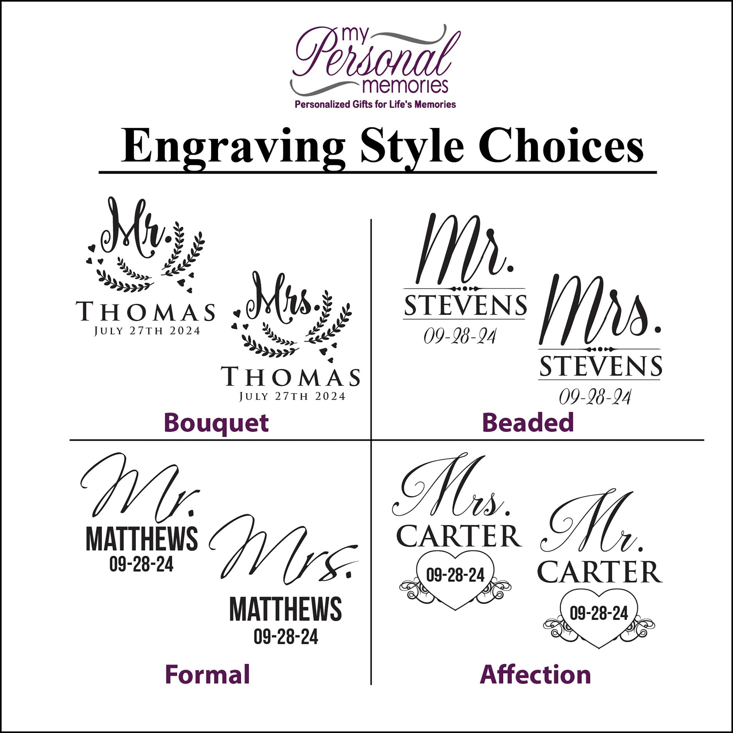 My Personal Memories Set of 2 Mr and Mrs Personalized Mason Jar Glasses - Engraved, Custom, Monogrammed Barware Glassware Gifts