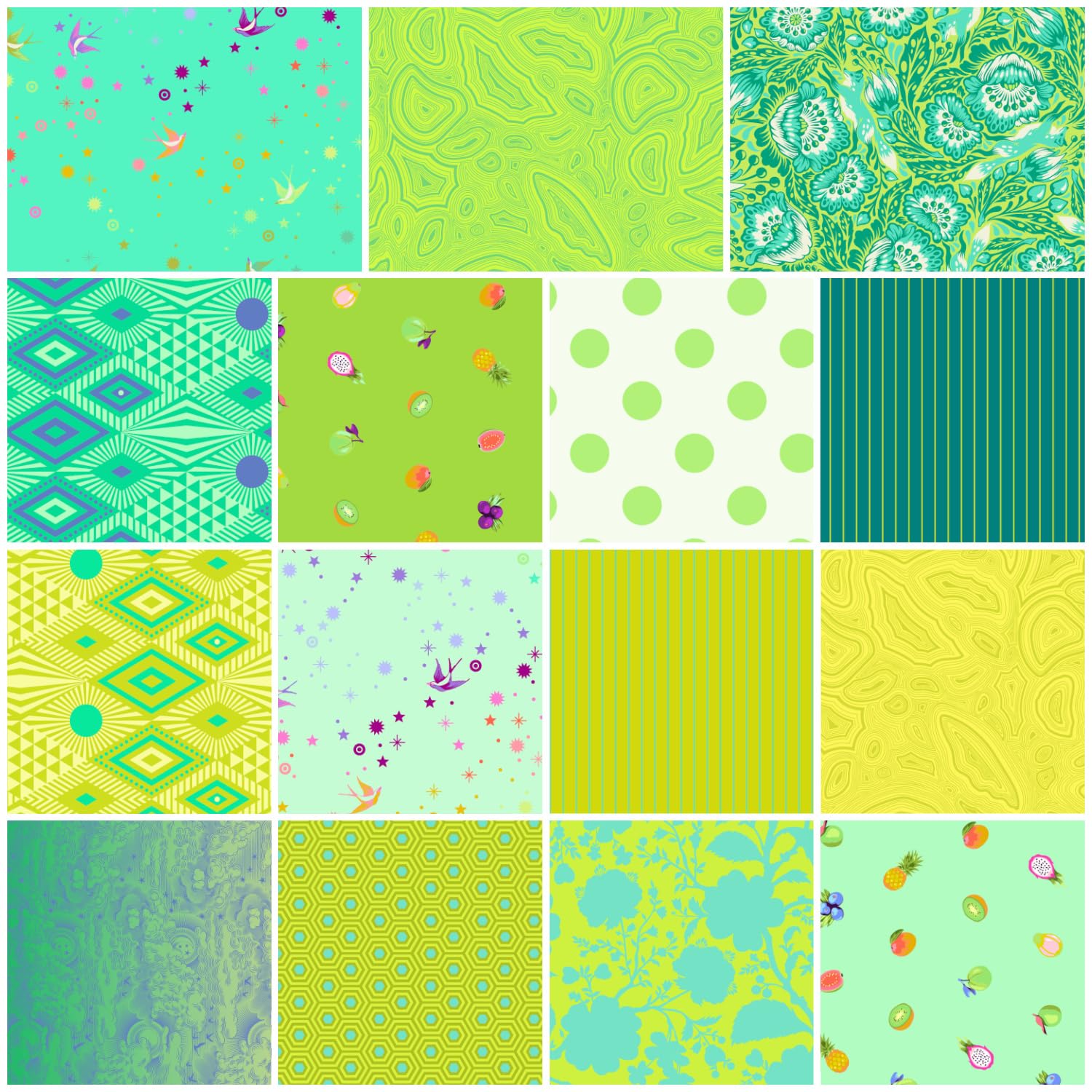 Saturday Stash: Spearmint Fat Quarter Bundle (15 Pieces) by Tula Pink for FreeSpirit (FB6FQTP.Spearmint)