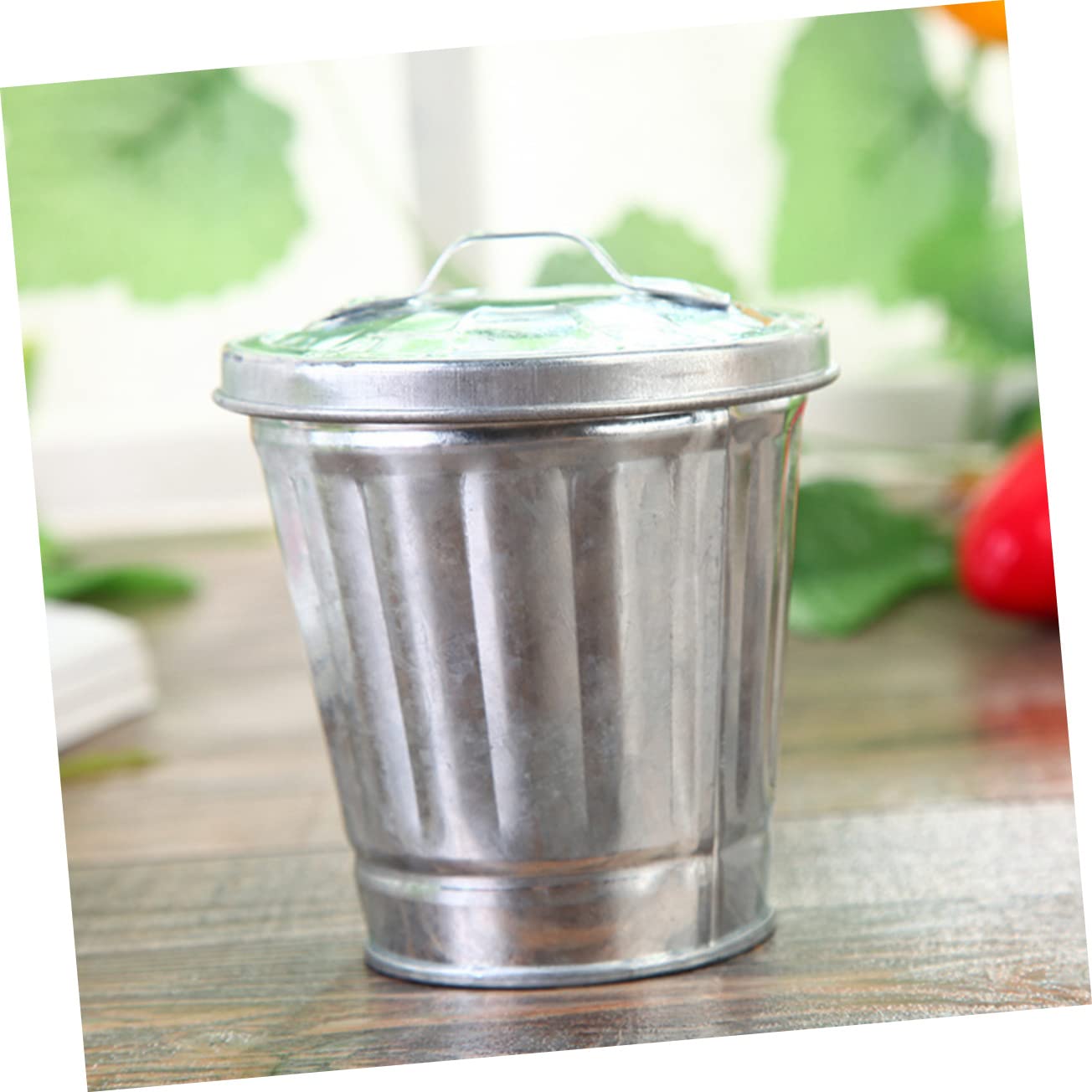 SOESFOUFU 1pc Mini Trash Can Small Wastebasket Galvanized Garbage Can Small Desktop Trash Can with Lid Plant Pots Bucket Compost Bin Kitchen Retro Decor Metal Outdoor Office Utility Bucket