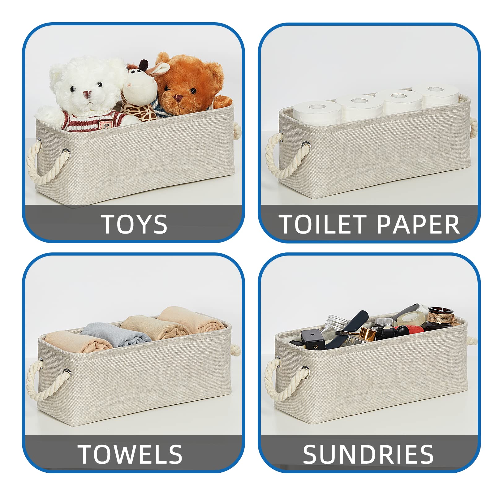 Temary Storage Baskets for Shelves 2PCs Extra Large Baskets for Blankets, Collapsible Storage Basket Cloth Baskets for Organizing, Fabric Basket for Nursery, Home (Beige, 17Lx12Wx15H Inches)