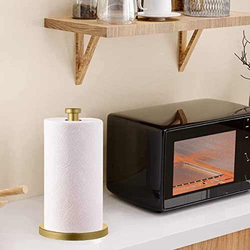 Gold Stainless Steel Paper Towel Holder, Sturdy and Heavy for Kitchen Bathroom Bedroom Office Restaurant Coffee Shop Study Iiving Room Toilet(Gold)