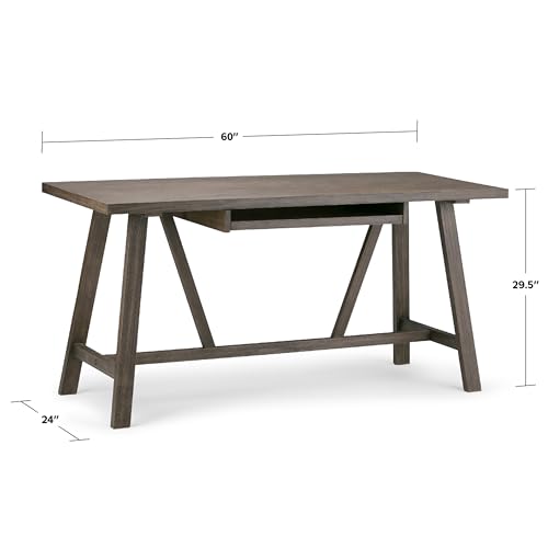 SIMPLIHOME Dylan SOLID WOOD Modern Industrial 60 inch Wide Home Office Desk, Writing Table, Workstation, Study Table Furniture in Driftwood