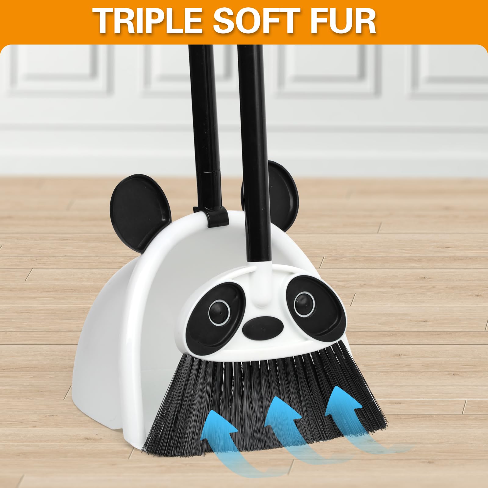 SB Broom with Dustpan Combo Set for Office, Indoor&Outdoor Sweeping,Broom and Dustpan Set,Broom Set for Household Cleaning,Cute Panda