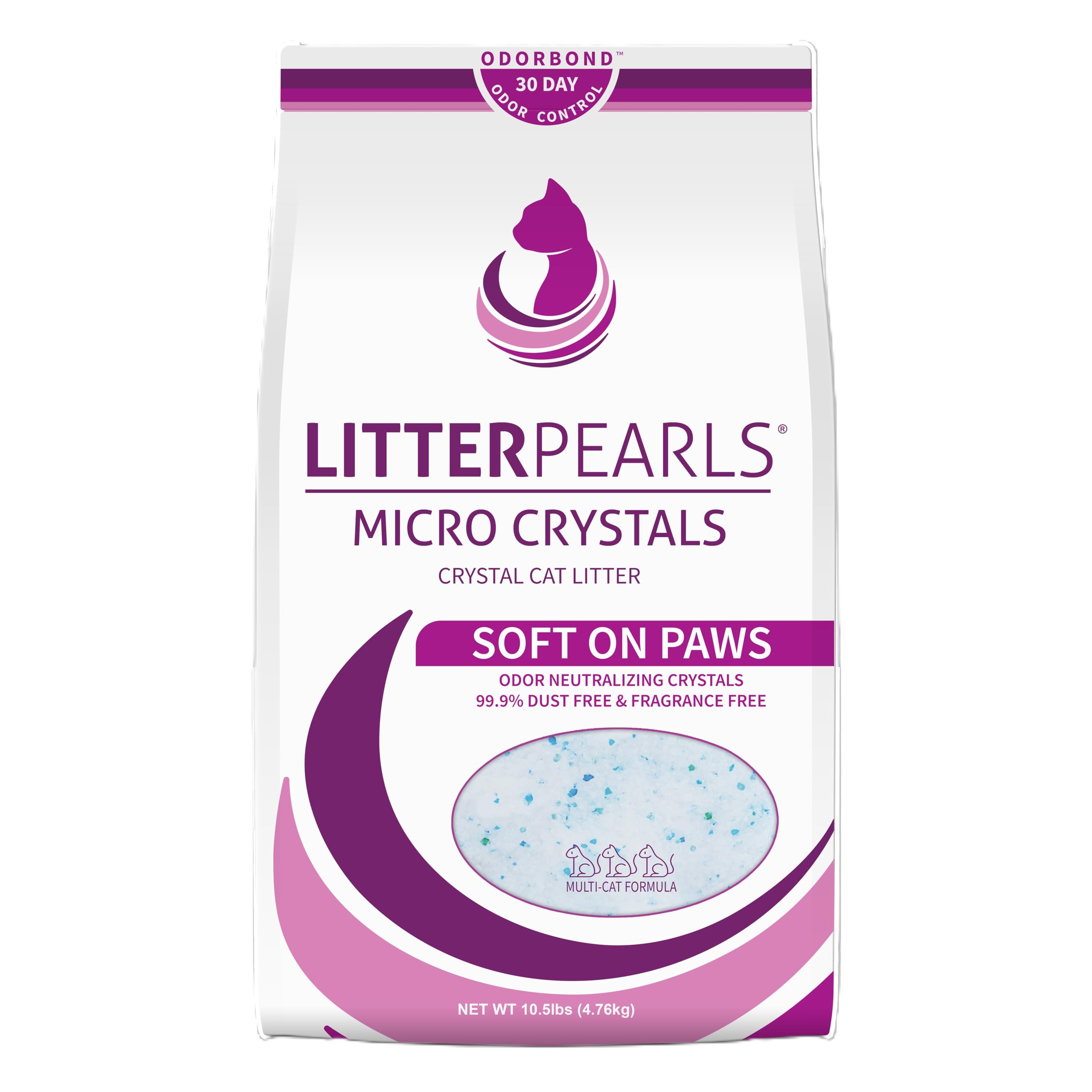 Litter Pearls Micro Crystals Cat Litter, 10.5 lb, Clear with Blue (10610)