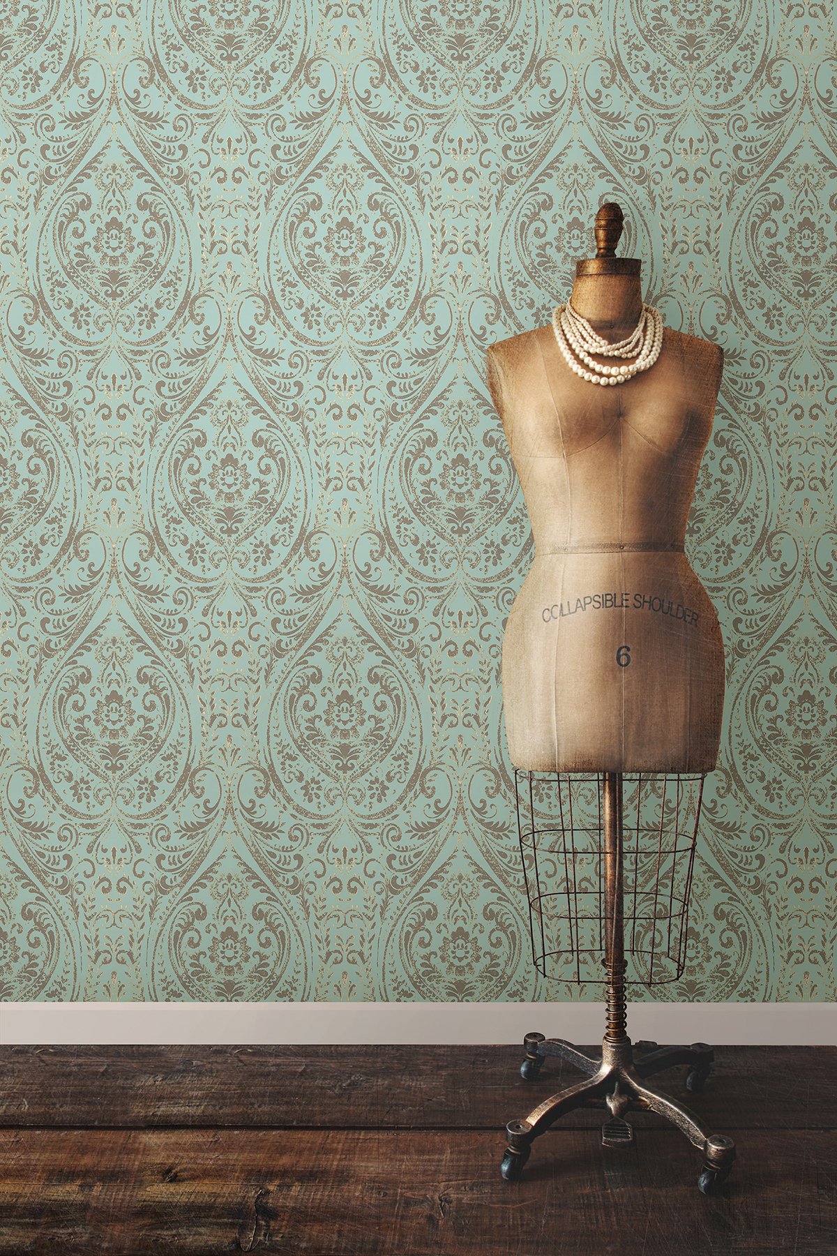 NuWallpaper NU2079 Nomad Damask Peel & Stick Wallpaper, Blue