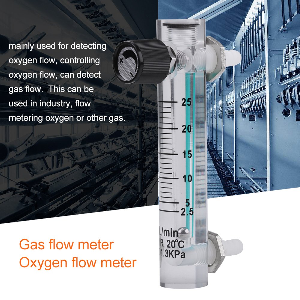 Oxygen Flowmeter,Air Flowmeter Oxygen Air Flow Meter,Lzq5 Flowmeter 2.5-25Lpm Flow Meter with Control Valve for Oxygen/Air/Gas