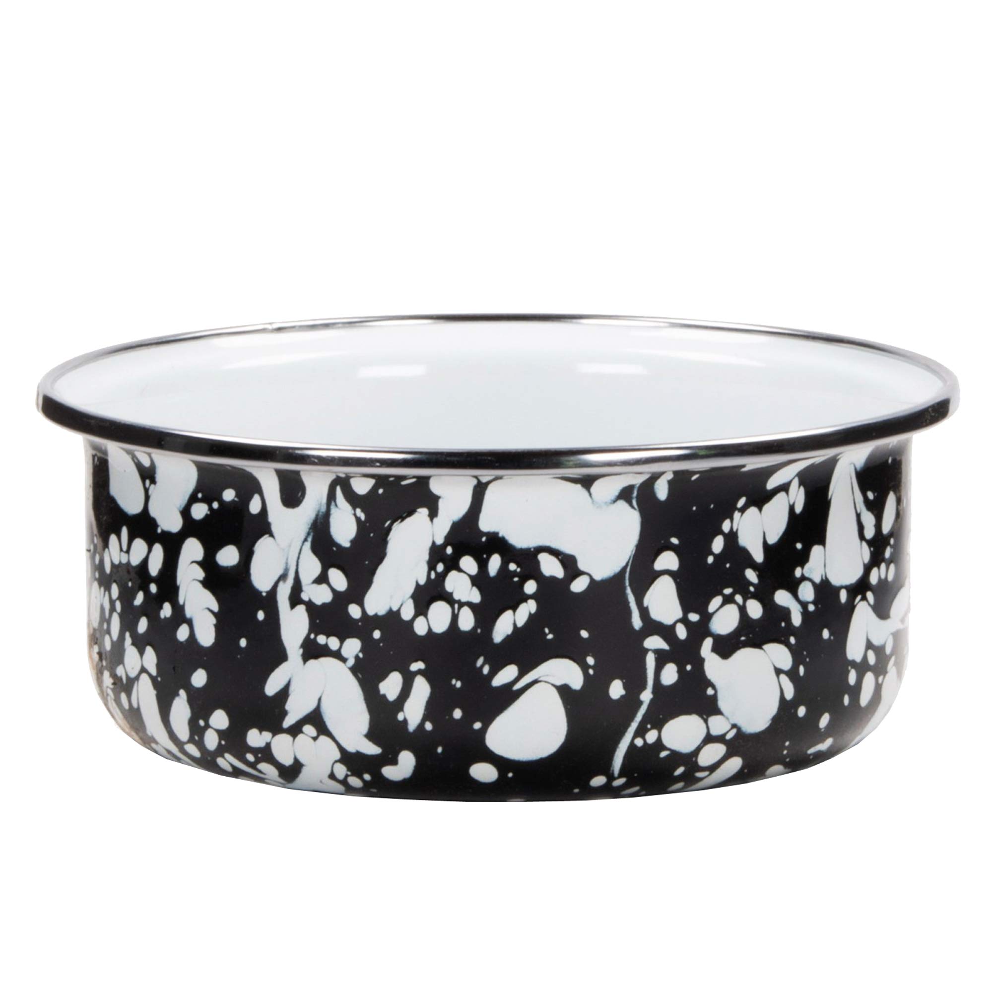 Golden Rabbit Enamelware - Black Swirl Pattern - Set of 4-14oz Soup Bowls