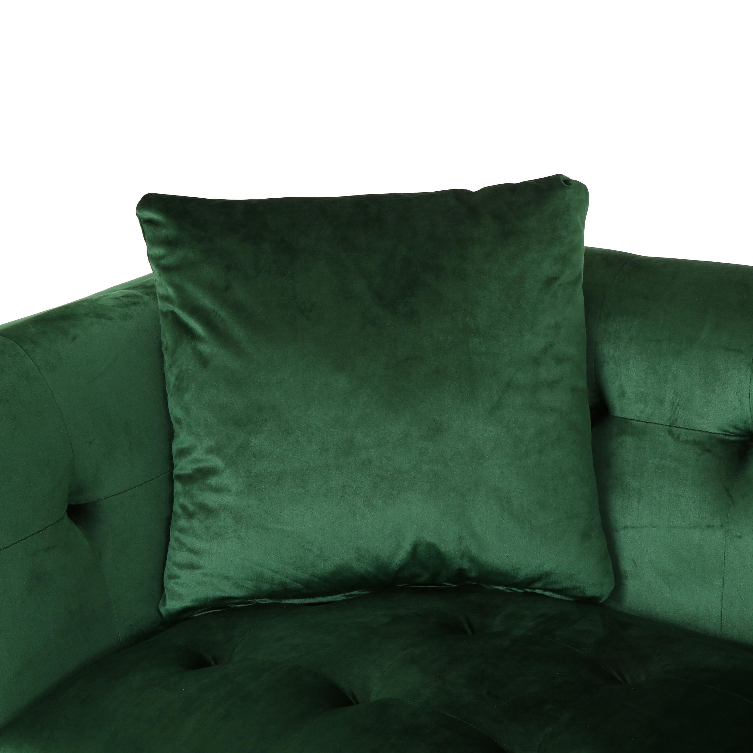 Merax Comfy 3-seat Velvet Sofa with Metal Legs, Modern Couch for Living Room, Bedroom, Apartment, Office, Emerald