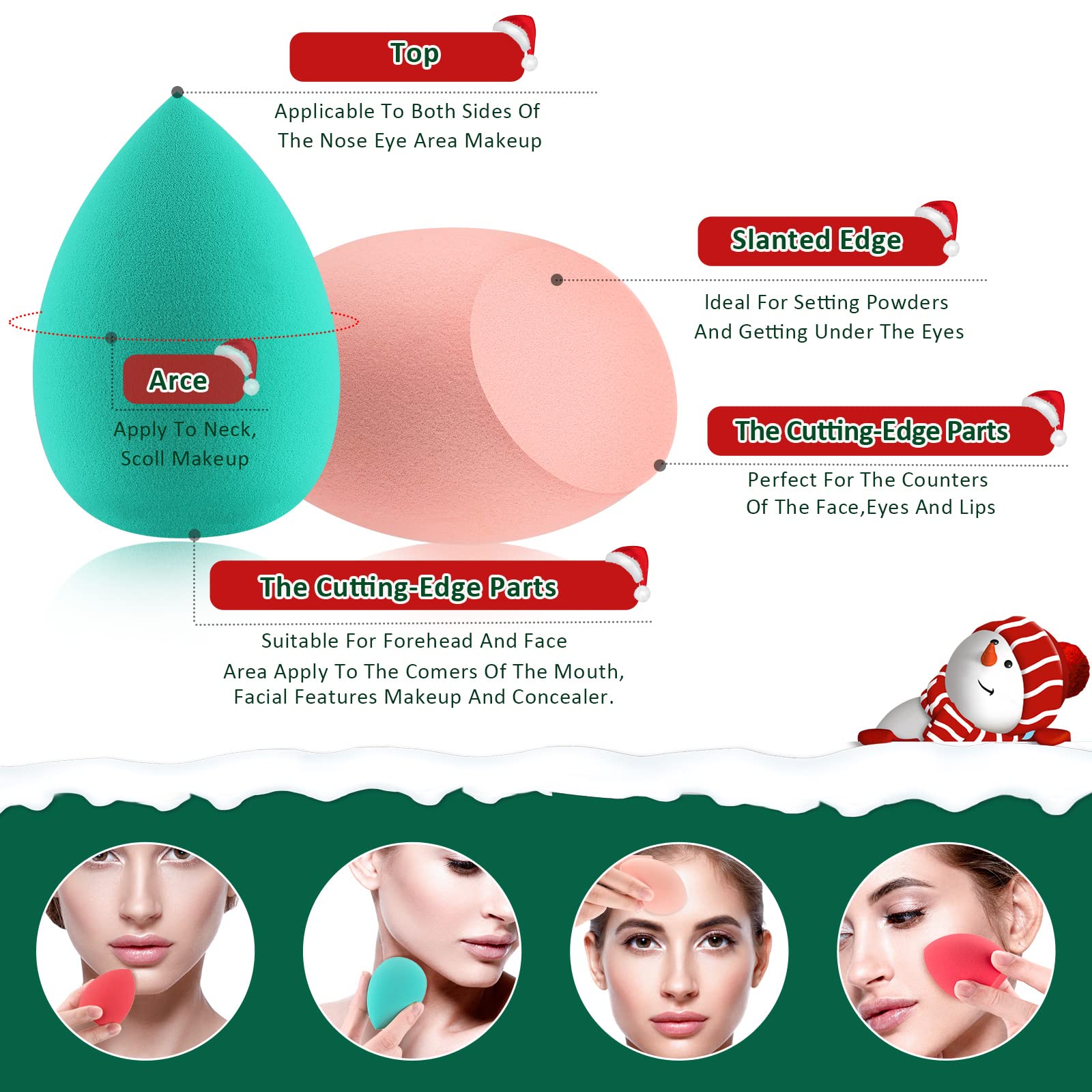 Makeup Sponge Blender START MAKERS 3 Pack Beauty Blender Mood Foundation Sponge Set non-Latex Beauty Sponges for Blending Liquid Foundation Cream and Powder