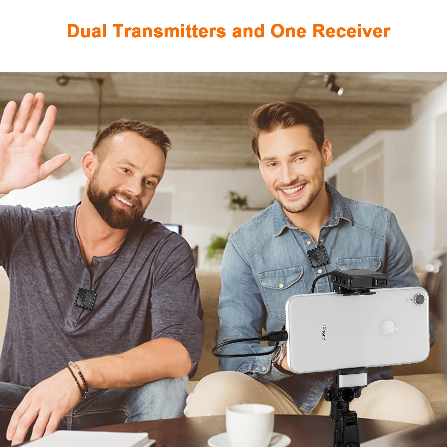 GGOWN 2 Pack 2.4G Wireless Lapel Microphone for iPhone,Android Phone,DSLR Cameras,Camcorders, Noise Reduction ,8H Working Time, 150ft Range,2 Transmitters and 1 Receiver