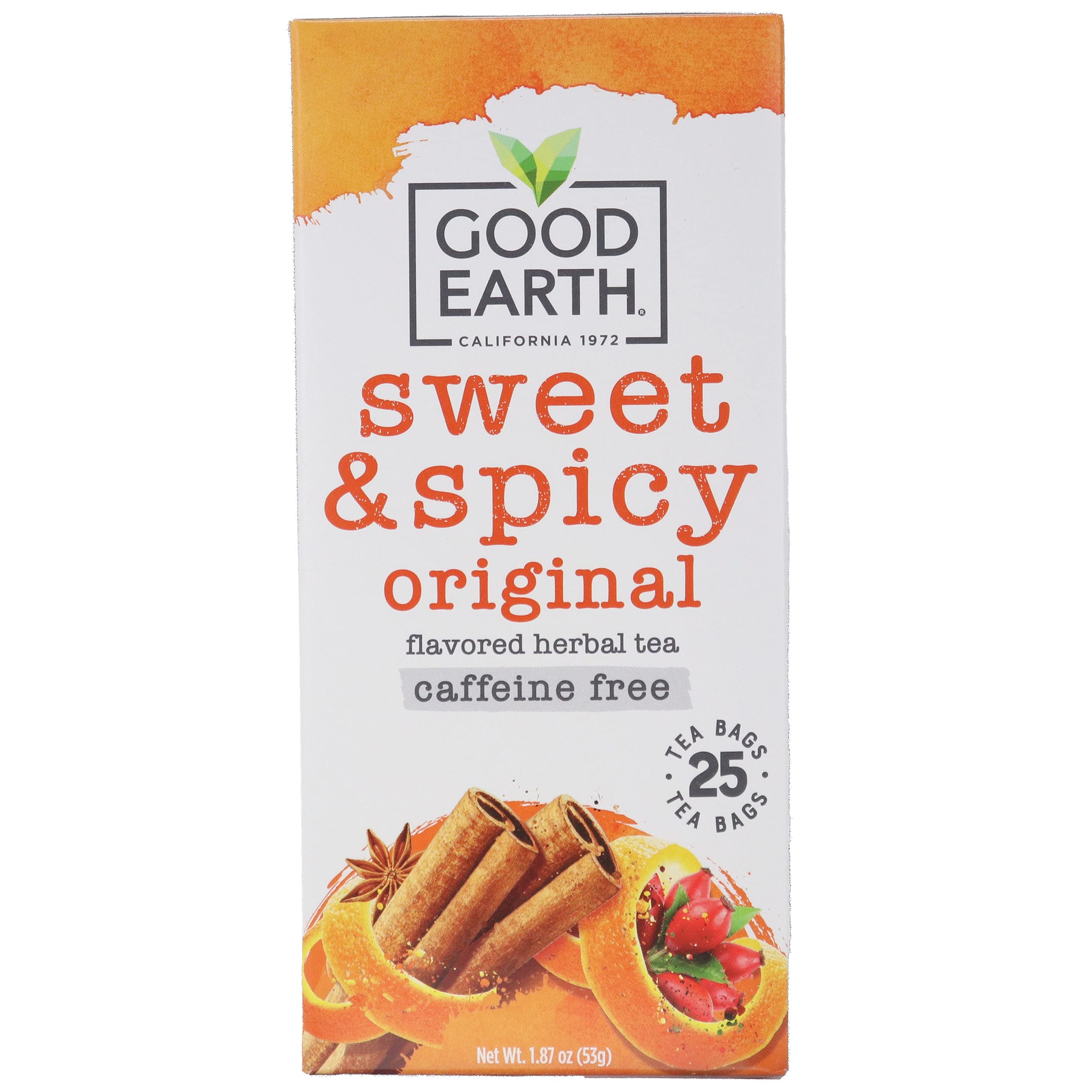 Good Earth Sweat & Spicy Caffeine Free Herbal Tea - 6 Pack w/ 25 Tea Bags per Box