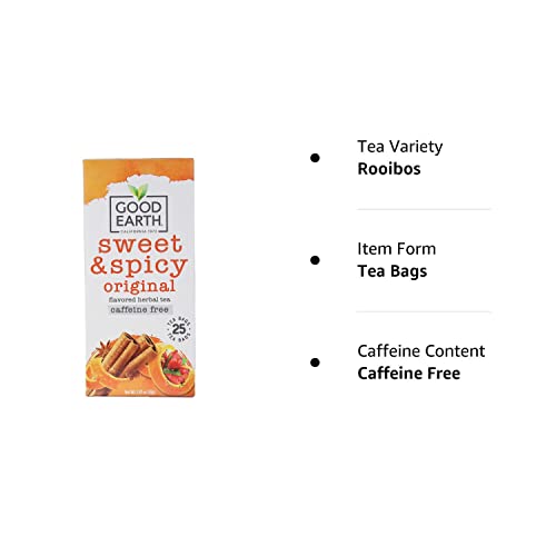 Good Earth Sweet & Spicy Flavored 25 Tea Bags 4 Pack Herbal Teas