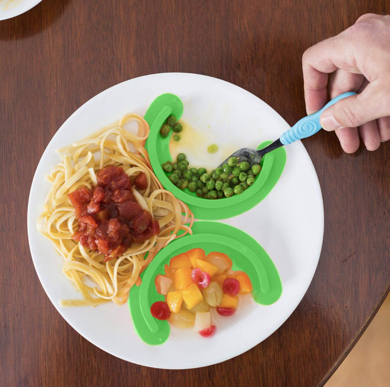 Food Cubby Plate Divider 2 PACK Green - Food Separator - Food Safe Silicone