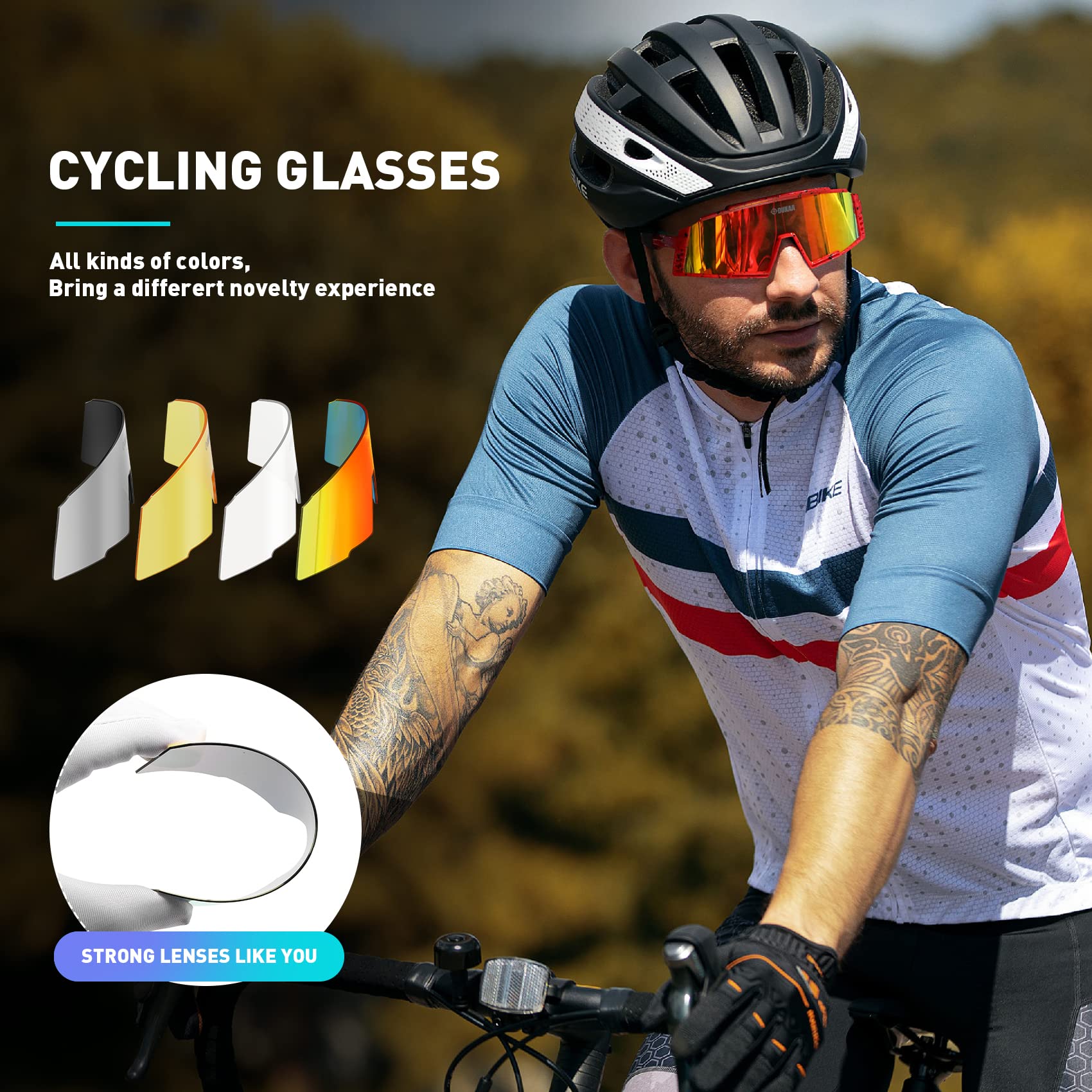 DUXAA Polarized Sports Sunglasses for Mens Womens, Fashion Style UV400 Cycling Glasses,with 4 Interchangeable Lenses(C9)