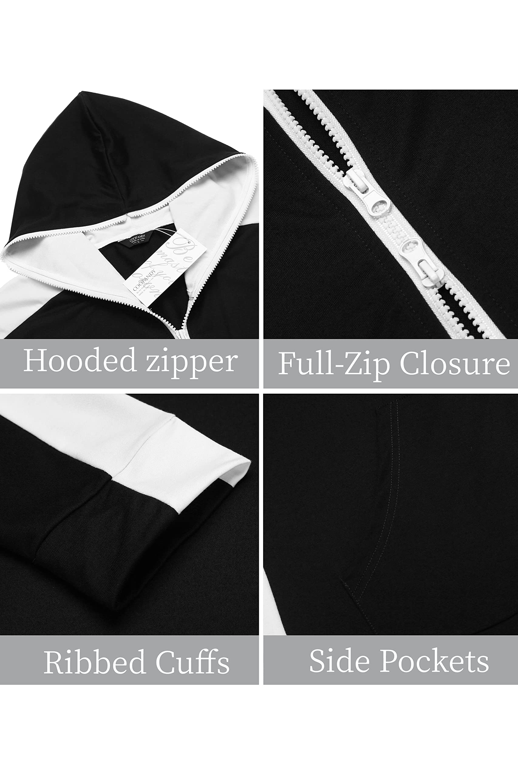 COOFANDY Mens Onesie Full Zipper Sweatsuit Long Sleeve Playsuit Romper (Blue, XXL)