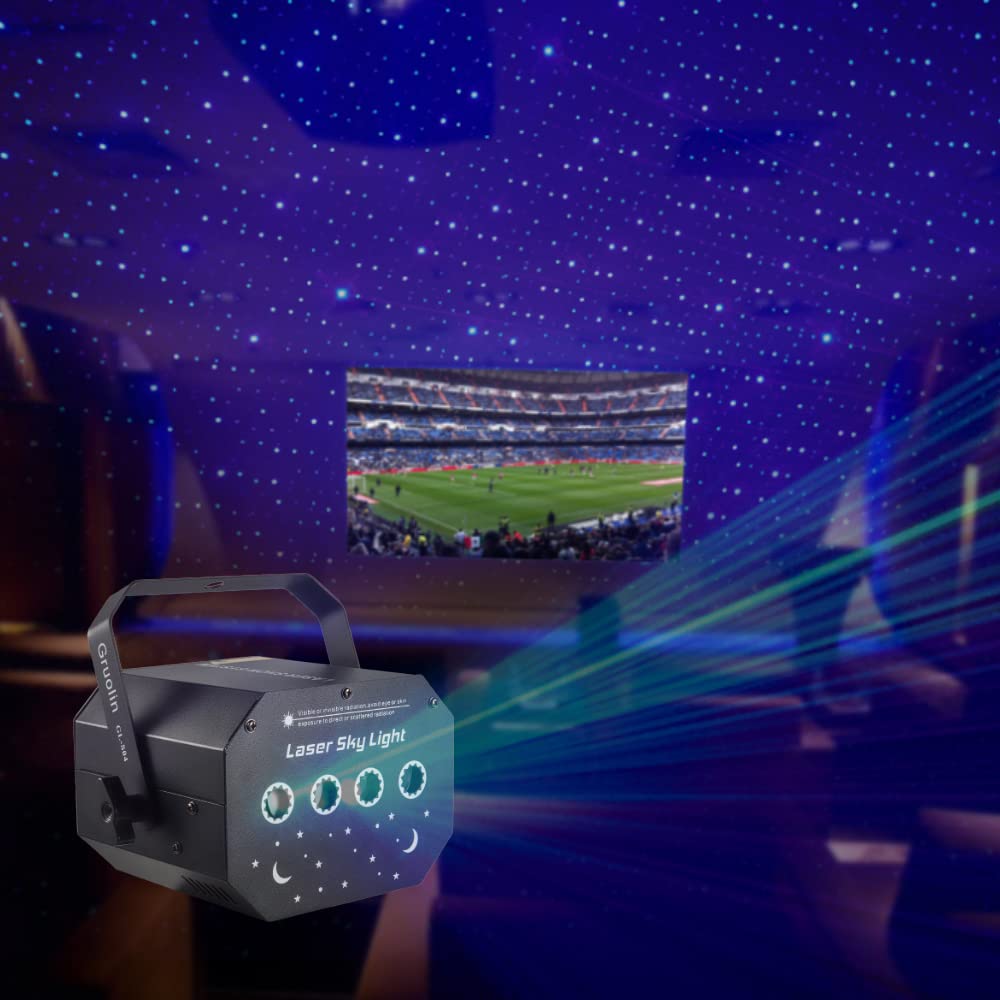 DJ Lights Party Lights, Gruolin Starry Laser Light RGB Stage Sky Light, Disco Club Effect Light with Music Activated & DMX Control, Great for Party Disco Wedding Stage & DJ lighting