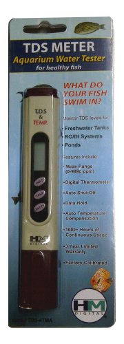 HM Digital TDS-4TMA Pocket Size TDS Tester Meter for Freshwater Aquariums with Digital Thermometer, 0-9990 ppm TDS Measurement Range, 1 ppm Resolution, 2% Readout Accuracy