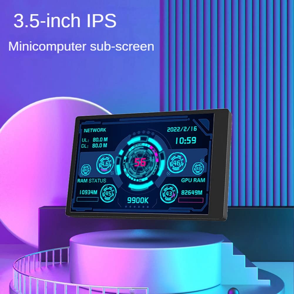MAKIVI 3.5 Inch USB Chassis Sub-Screen Computer CPU GPU RAM HDD Monitor for Freely AIDA64 Black