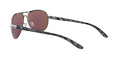 Oakley Women's OO4079 Feedback Aviator Sunglasses, Polished Chrome/Prizm Sapphire Iridium Polarized, 59 mm