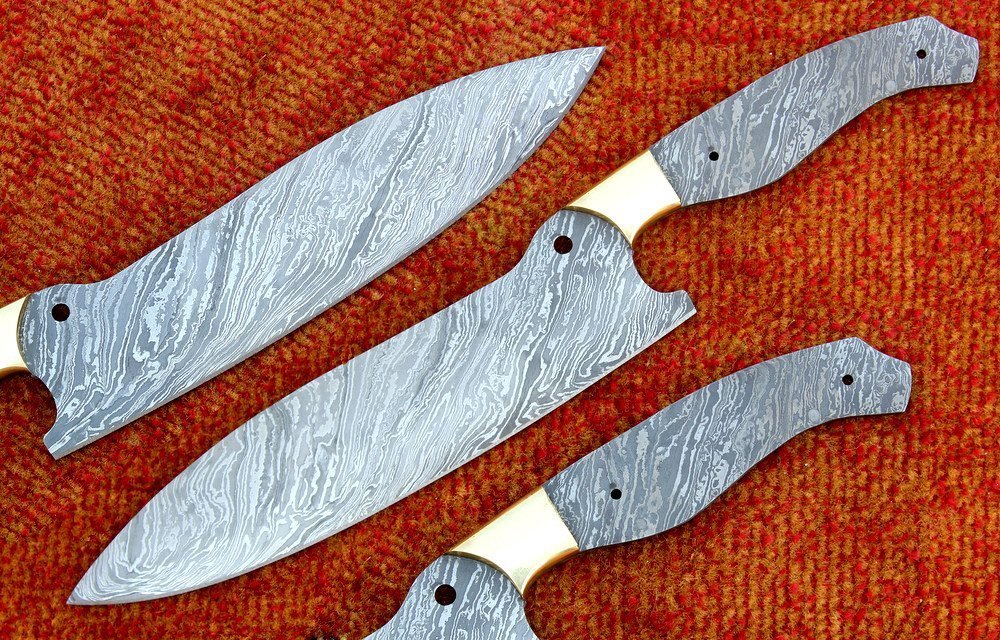 Forged Damascus Steel Chef Knife Blank Blade for Knife Making Diy Professional Kitchen Knives Blanks 12.50" vk5053
