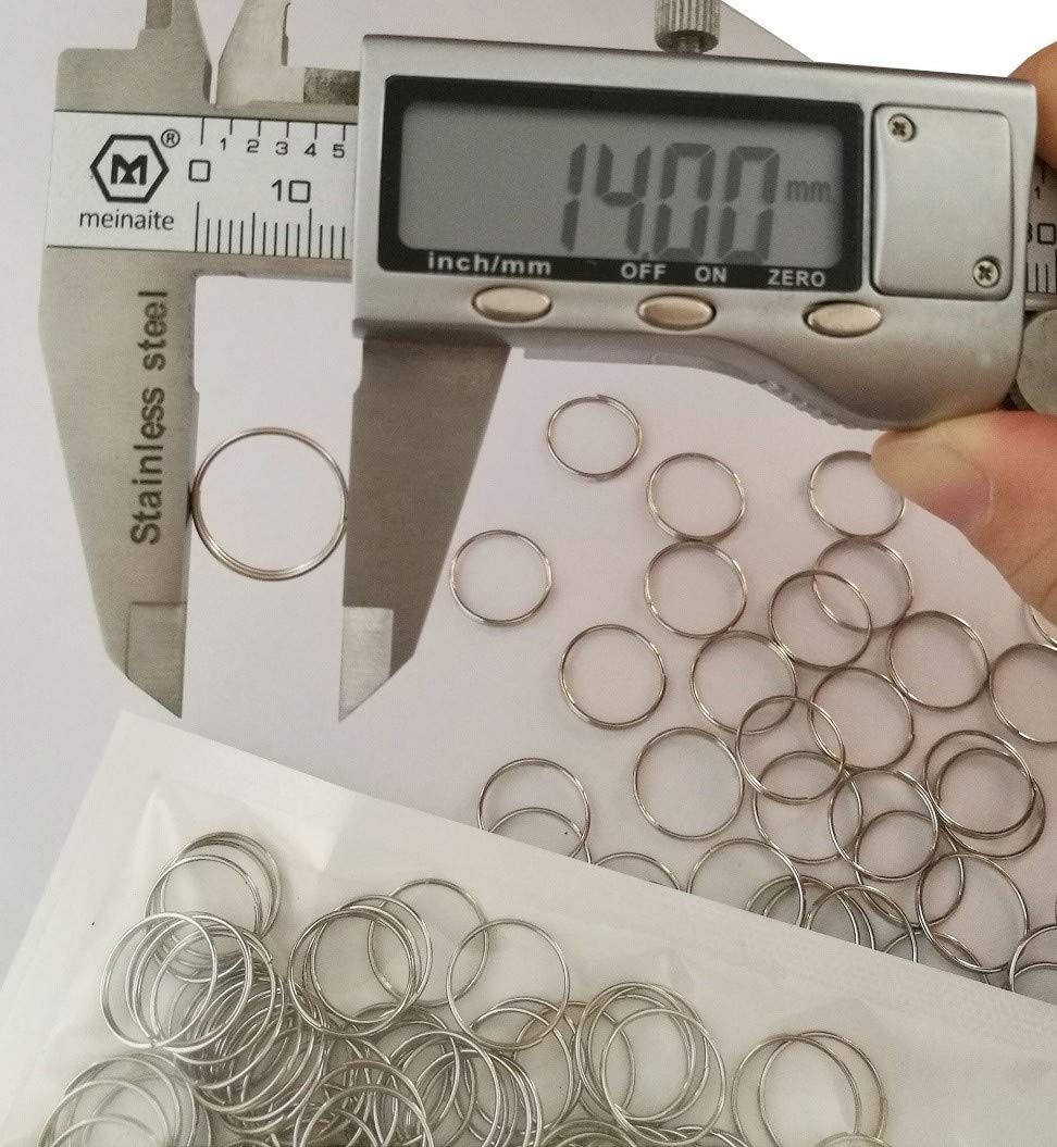 D DrNeeko 200Pcs Stainless Split Rings for Chandelier Crystals Garlands, Suncatchers, Crystal Bead Curtains, Crystal Strands, Necklaces, Keys, Earrings, Jewelry Making and Craft Project (14mm)