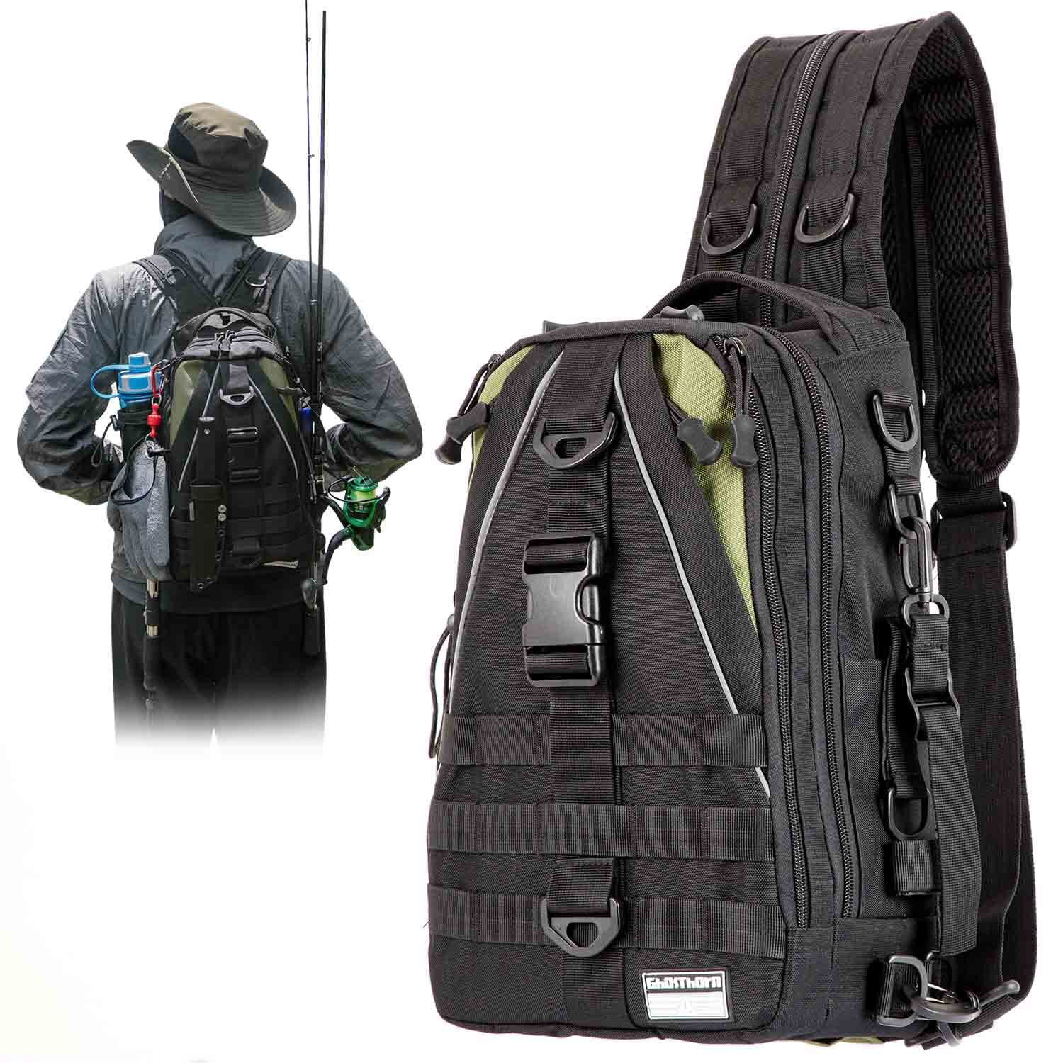 Ghosthorn Fishing Backpack with 2 3600 Tackle Boxes, Fishing Tackle Bag with Tackle Tray Box Included