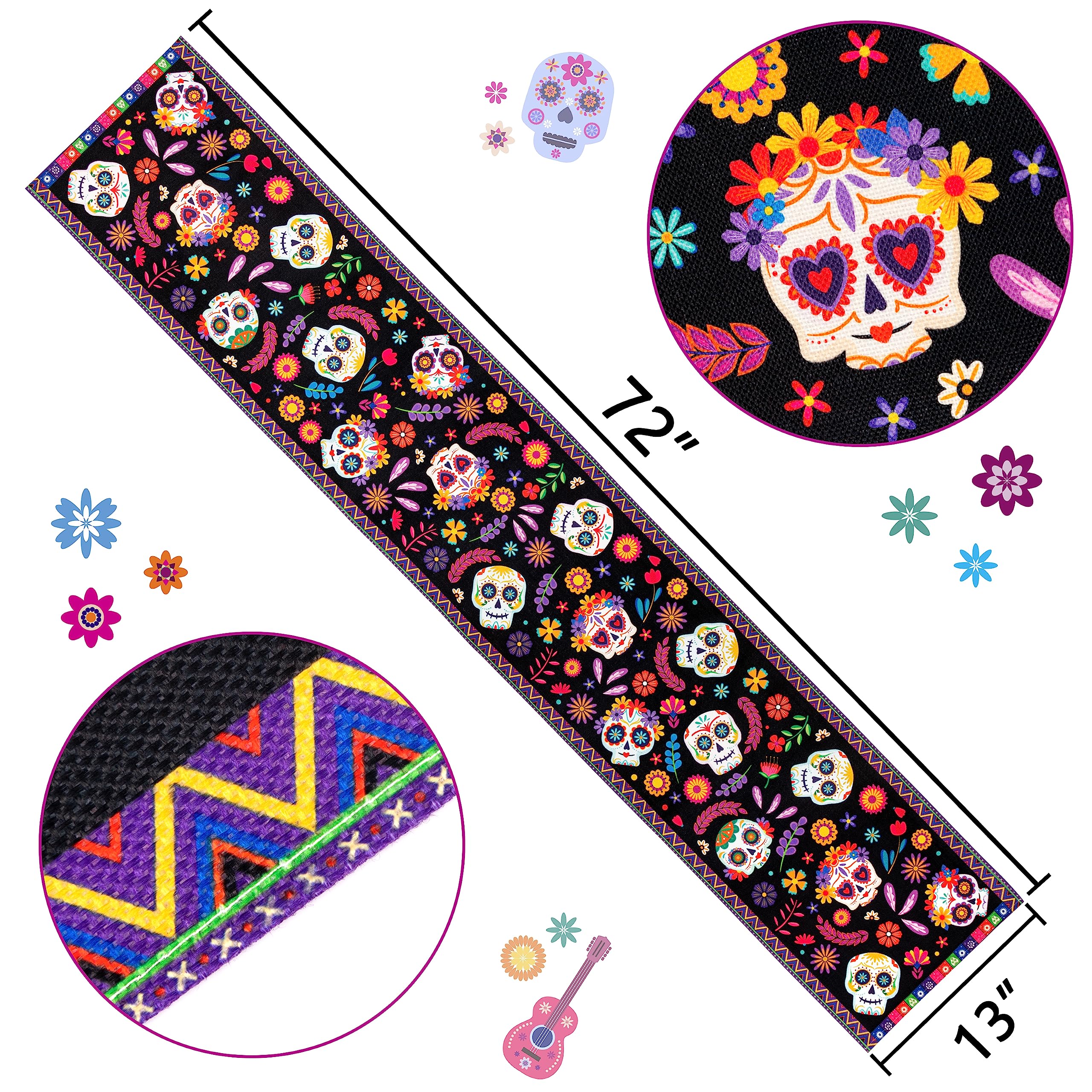 Dia De Los Muertos/Day of The Dead Decorations for Alter Table Runner Mexican Ofrenda Party Decor
