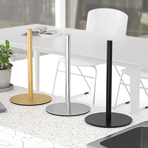 Silver Paper Towel Holder Free-Standing Kitchen Roll Holder, Premium Stainless Steel Kitchen Paper Holder for Kitchen Rolls Organizer, Classic Fashion Kitchen Roll Dispenser