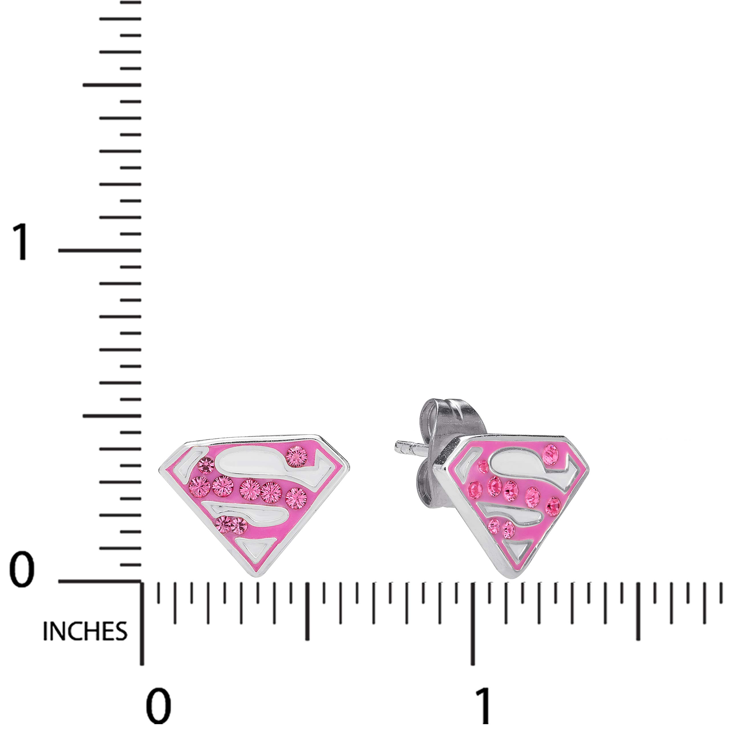 DC Comics Superman Jewelry for Women Sterling Silver Crystal Rose Earrings