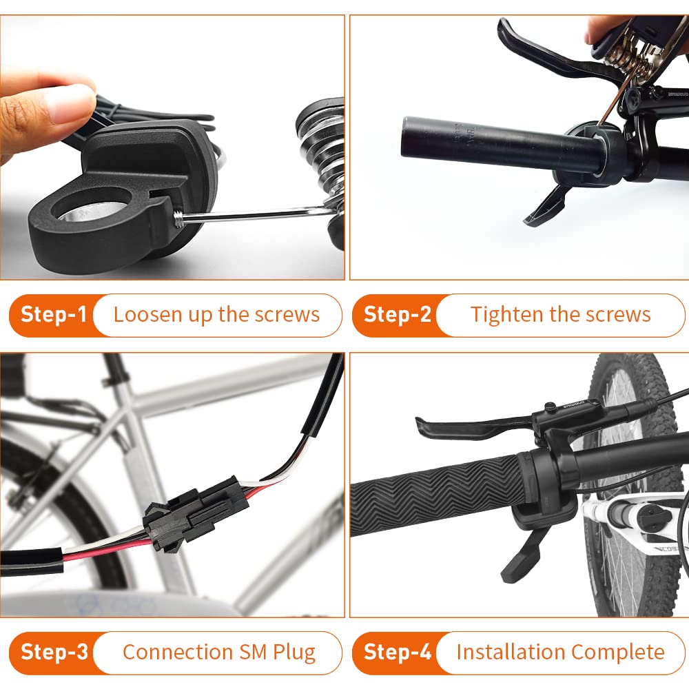 E-Bike Thumb Throttle,108X Left Thumb Throttle Speed Control 3 Pin SM Connector 12V 24V 36V 48V 72V for Electric Scooters and EBike (108X-L SM Plug)