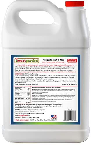 I Must Garden Outdoor Yard Spray β Ready to Use: Kills & Repels Mosquitos, Ticks, Fleas, and Other Biting Insects β Powerful Blend of Natural Essential Oils β Safe for People, Pets & Plants β 1 Gallon