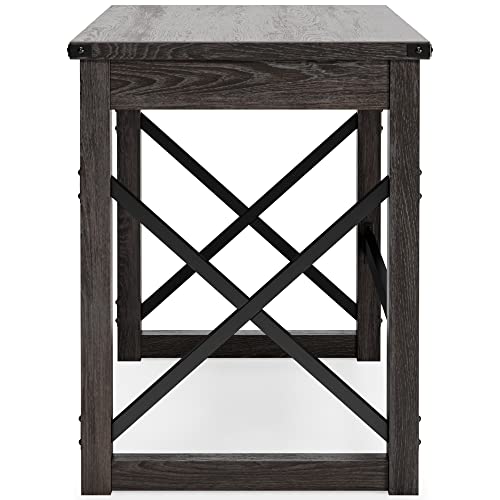 Signature Design by Ashley Freedan Rustic Farmhouse Home Office Desk, Dark Gray