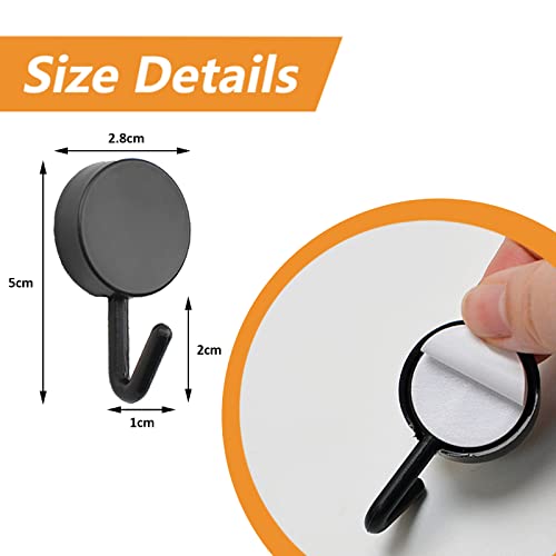 MOROBOR Self Adhesive Hooks, 20pcs Heavy Duty Plastic Hooks Wall Key Hook Holders Stocking Holder for Home Kitchen Bathroom Office Door (Black)