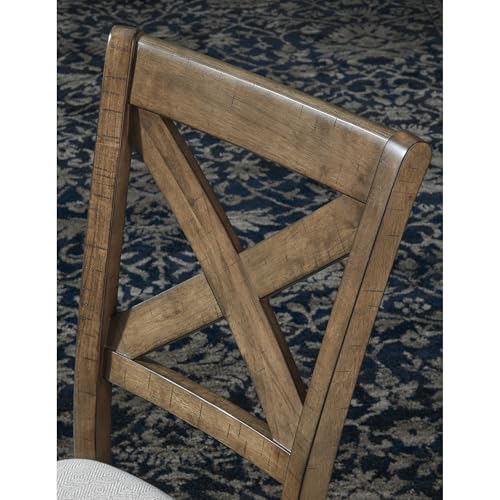 Signature Design by Ashley Moriville Modern Farmhouse 19" Upholstered Dining Room Chair, 2 Count, Brown