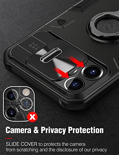 Nillkin for iPhone 14 Pro Max Case Stand, [Built in Kickstand & Slide Camera Cover] Military Grade Drop Protection Shockproof Hard PC Heavy Duty Bumper Phone Case for iPhone 14 Pro Max 6.7'' Black