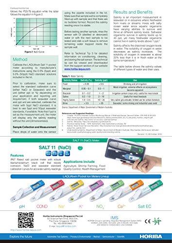 HORIBA LAQUAtwin Salt-22 Compact Salt Meter (Ion Selective Eelectrode Method) for Water, Viscous Liquids, Solids, and Powder Samples