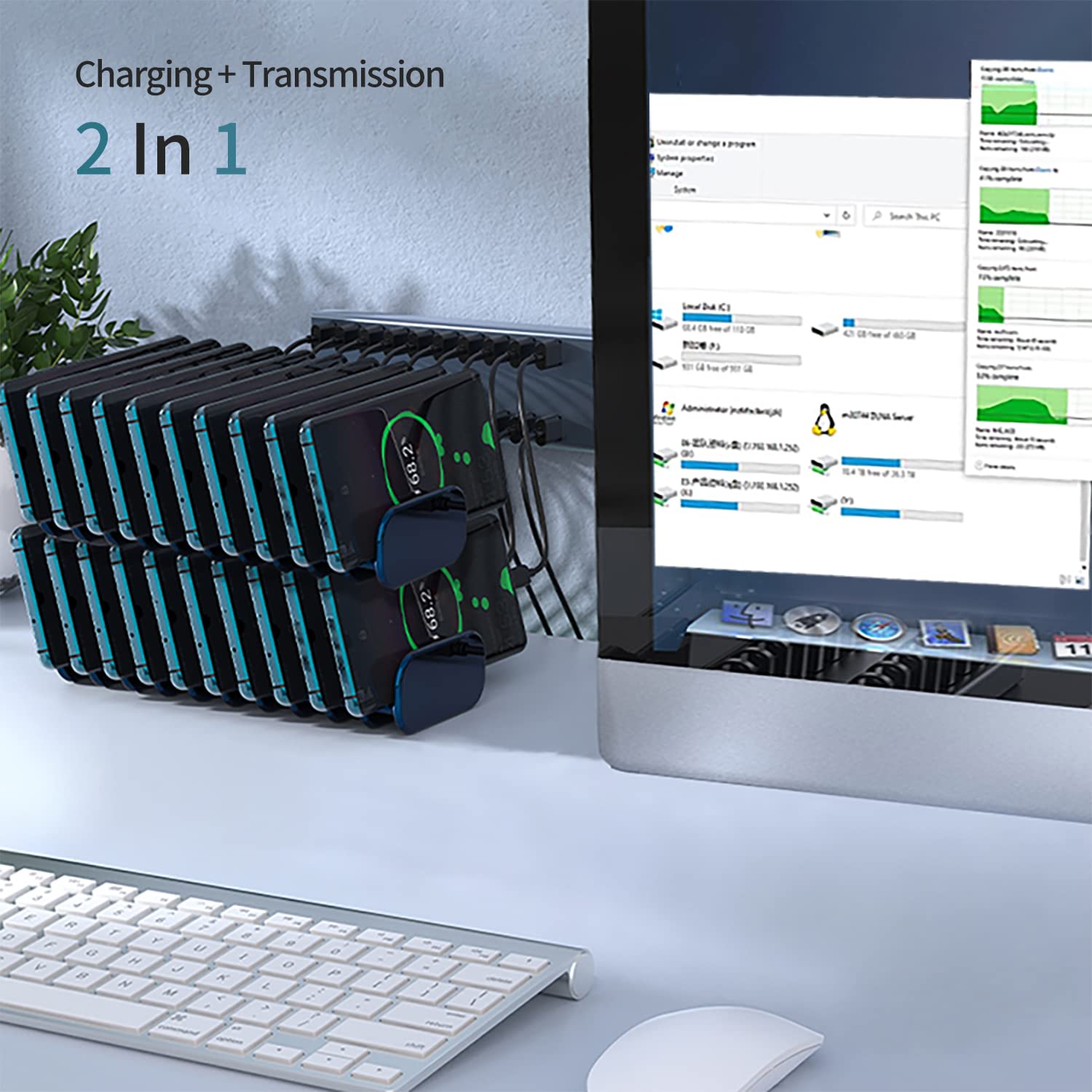 Royata Powered USB Hub Industrial Grade USB 2.0 Hub 20 Port 12V/10 Power Support Charger Data Sync and Charging Station with Separate On/Off Switch and Light for Laptops, PCs,etc.