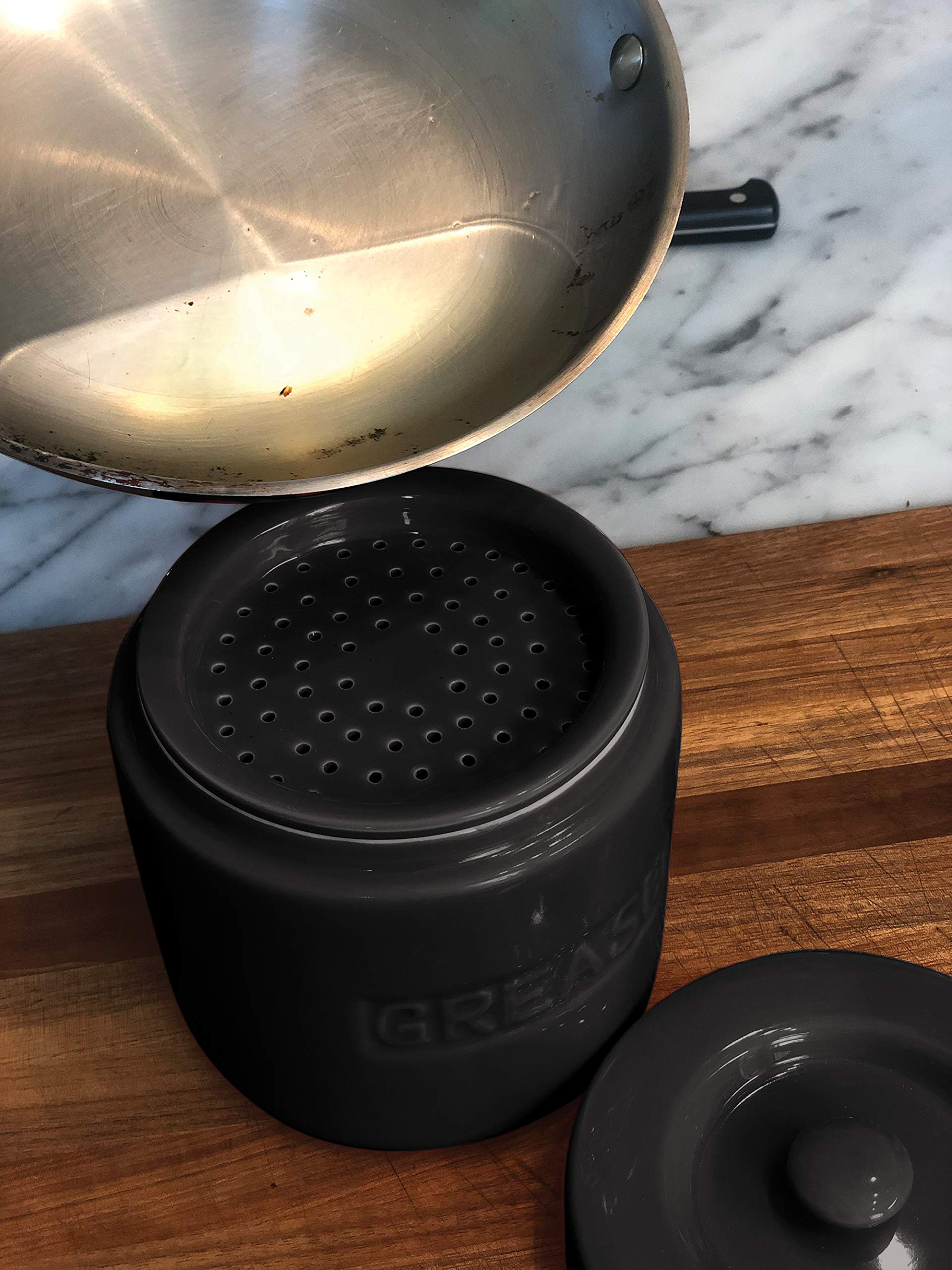 Fox Run Bacon Grease Container, 5 x 5.5 inches, Black