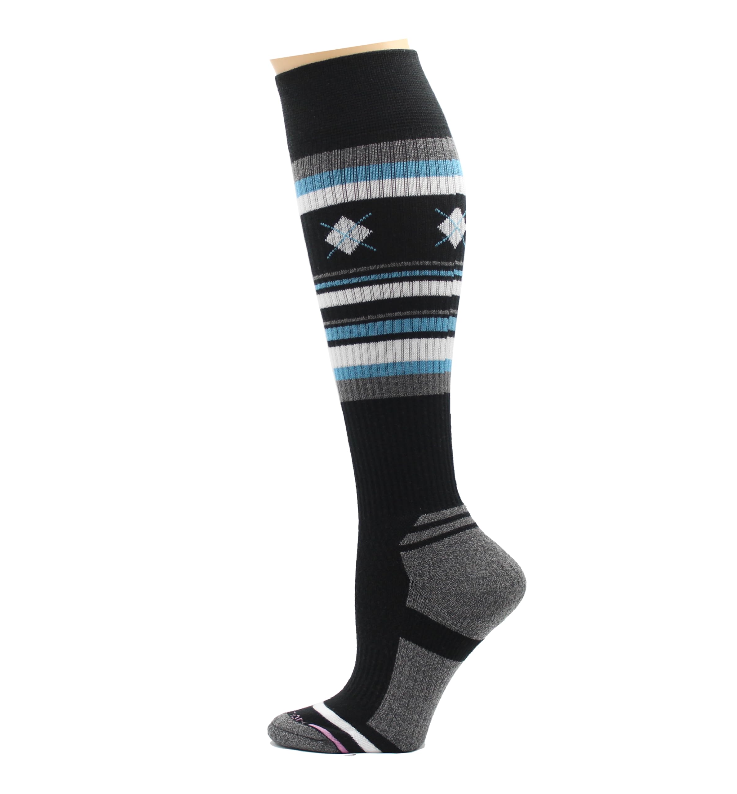 Dr. Motion Women Outdoor Hiking Walking Compression Knee High Socks With Enhanced Cushion Wicking Heat Retaining Yarn 3 Pairs (Mesa Rose)