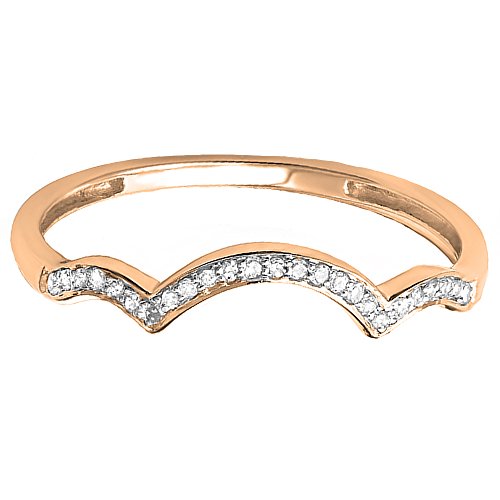 Dazzlingrock Collection 0.10 Carat (Cttw) Round White Diamond Stackable Wedding Contour Band in 14K Rose Gold Size 6.5