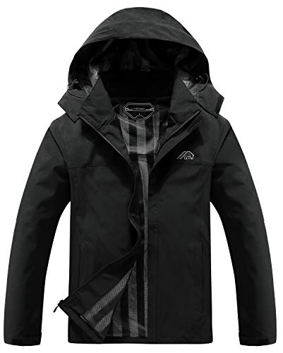 OTU Men's Lightweight Waterproof Hooded Rain Jacket Outdoor Raincoat Shell Jacket for Hiking Travel