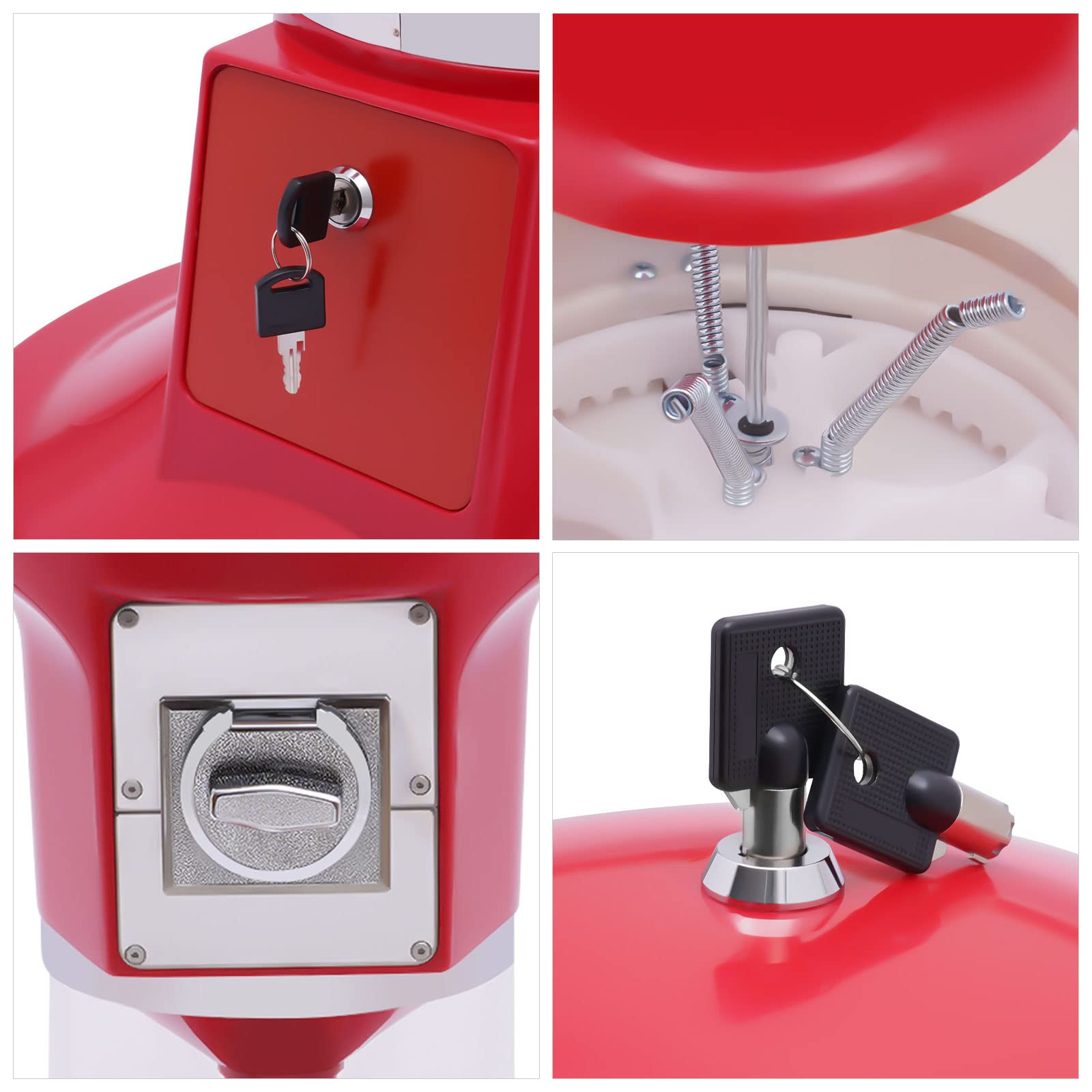 Commercial Vending Machines, Large Spin and Drop Gumball Machine Kids Twirling Style Candy Dispenser for Stores, Amusement Parks, Hypermarkets, Game Halls, Shopping Malls (Red)