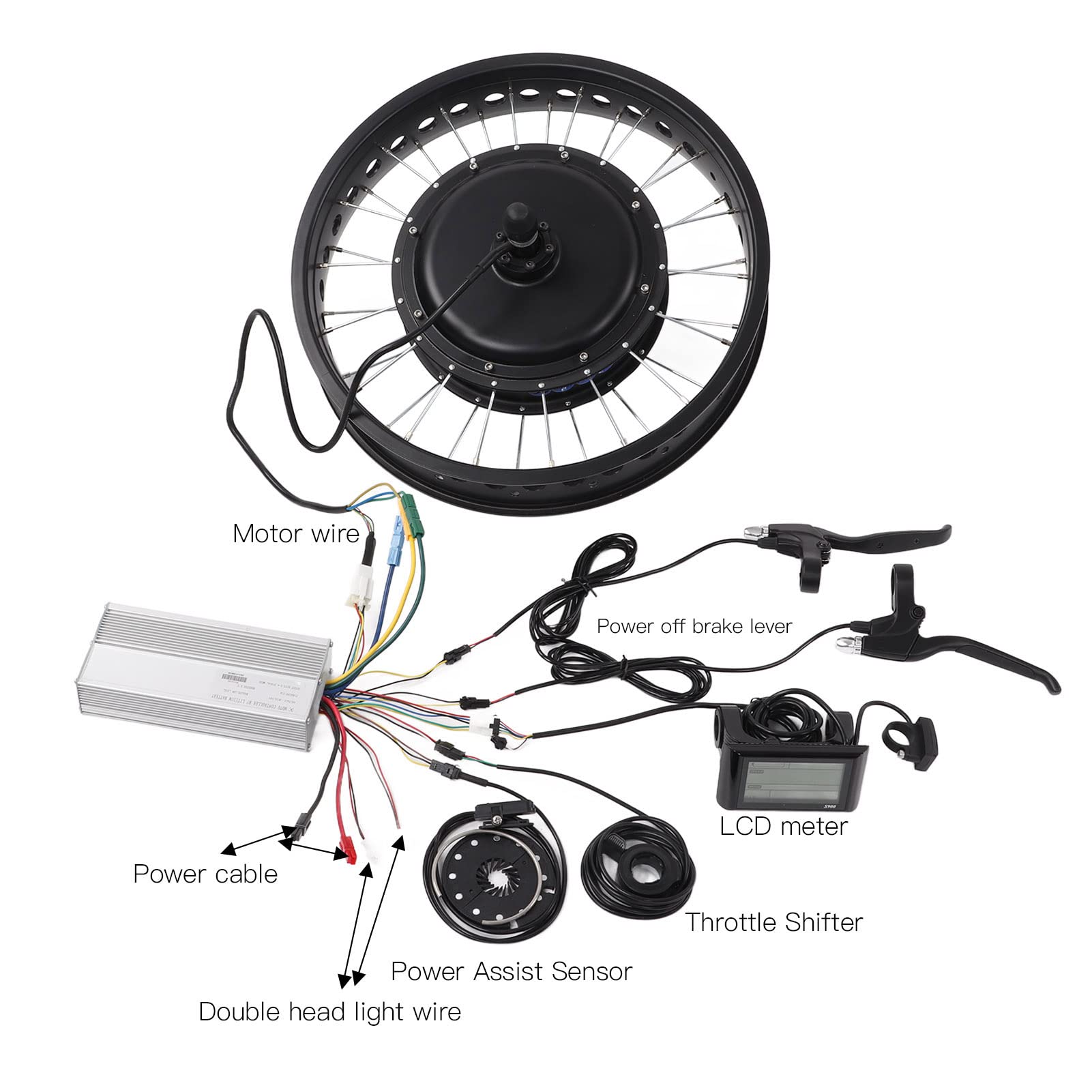 Dilwe Electric Bike Conversion Kit, 1500W Electric Snowmobile Electric Bike Motor Kit with Controller 20 Inch Rear Wheel Waterproof Electric Conversion Kit