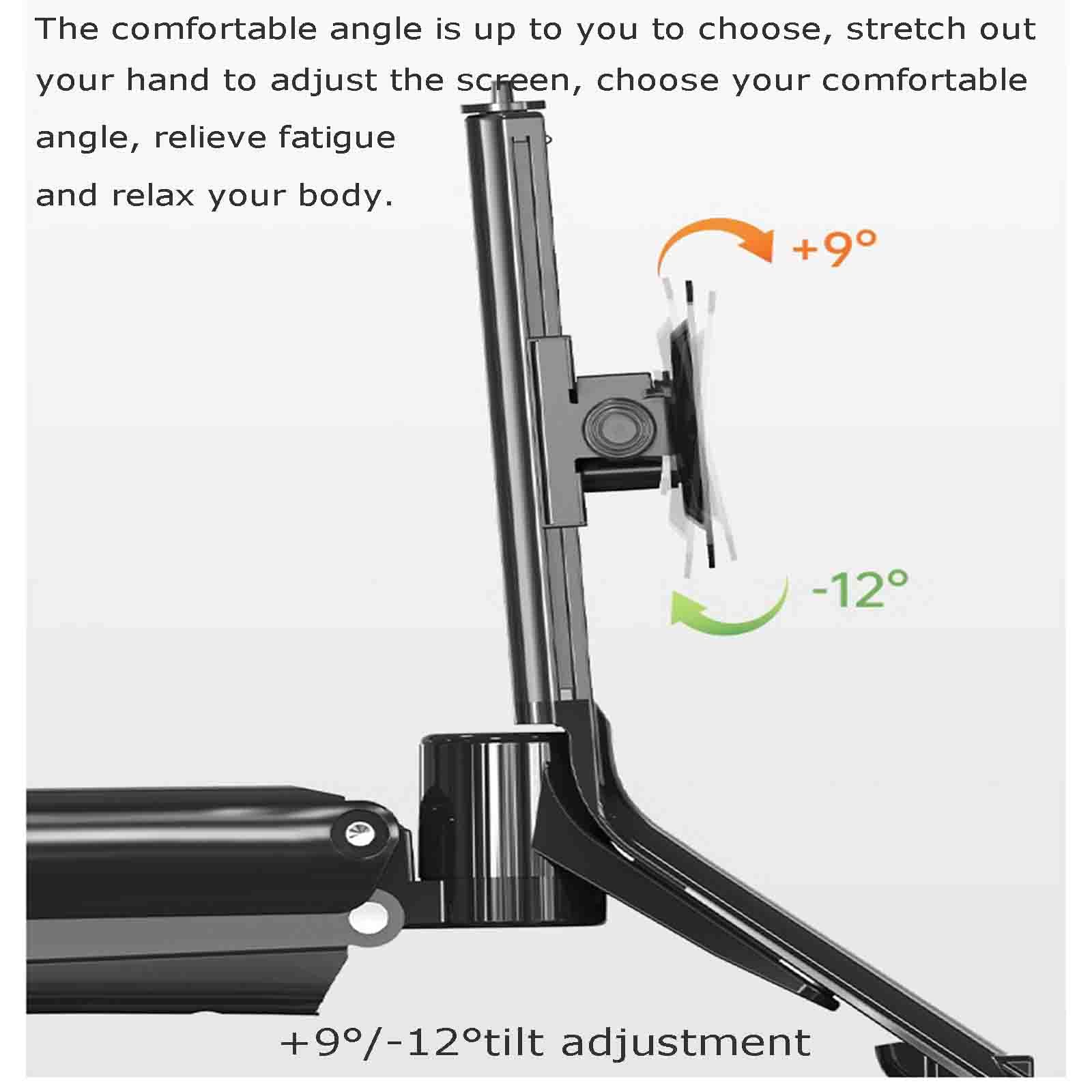 DADHI Single Gas Spring Arm Desk Stand/Holder Table,for 49" Computer Monitor,with Cup Holder Keyboard Tray,Height Adjustable Table