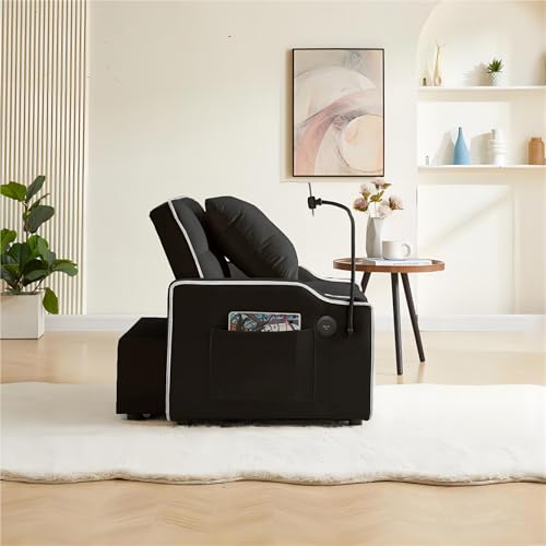 Miscoos 35" Twin Size Convertible Sleeper Chair Bed-3 in 1 Pull Out Sofa Bed, Small Couch Chair, Lazy Single Armchair for Temperory Sleeping Gaming Napping, Chaise Lounge Sofa for Living Room Bedroom