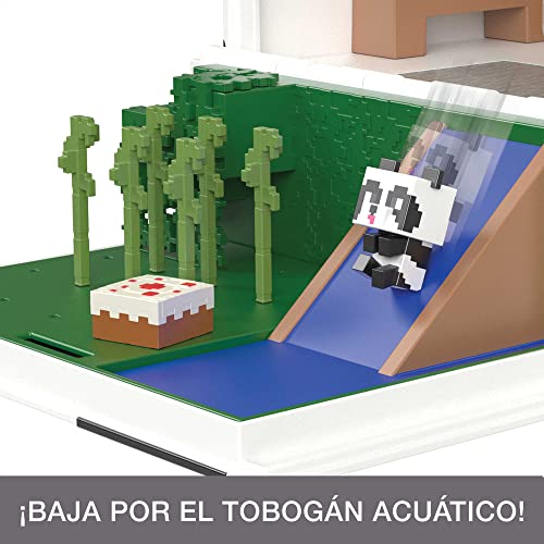 Mattel Minecraft Mob Head Minis Toys, Panda Playhouse Playset & 2 Panda Action Figures, Removable Bamboo Shoots & Cake Slice
