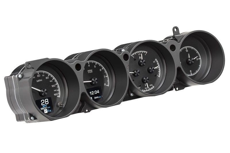 Dakota Digital HDX-70D-CLG-K Compatible with 1970-74 Dodge Challenger and 1970-74 Plymouth Cuda with Rallye Dash Customizable Analog Gauge System Black Alloy