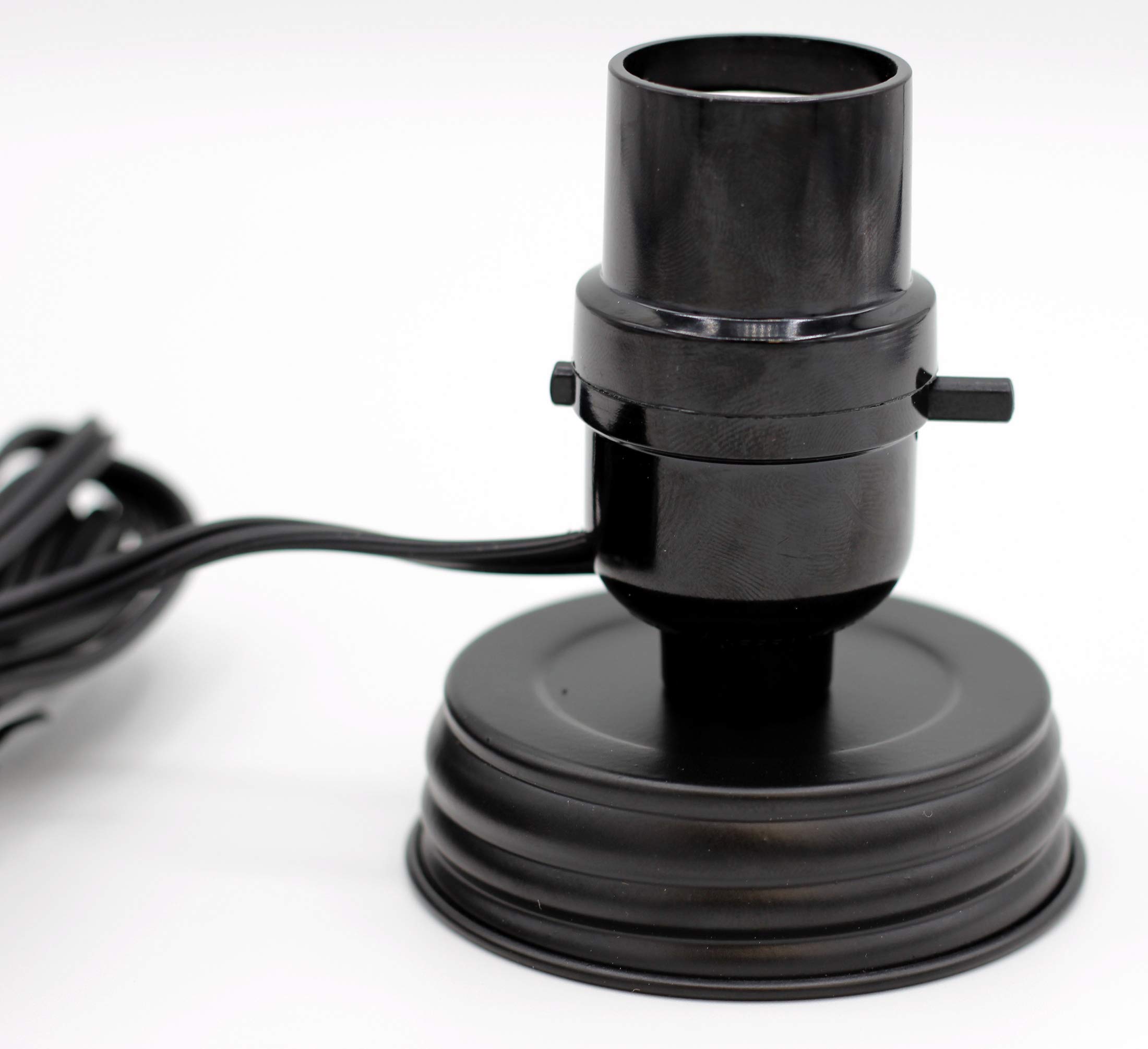 Creative Hobbies DIY Mason Canning Fruit Jar Lamp Making Kit is Pre-Wired and Easy to Use - Black Color Lid & Socket Great for Lamp Conversion